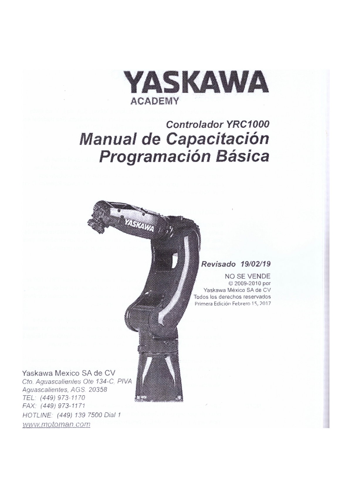 Manual DE Capacitacion DE Programacion Basica Robot Yaskawa ...
