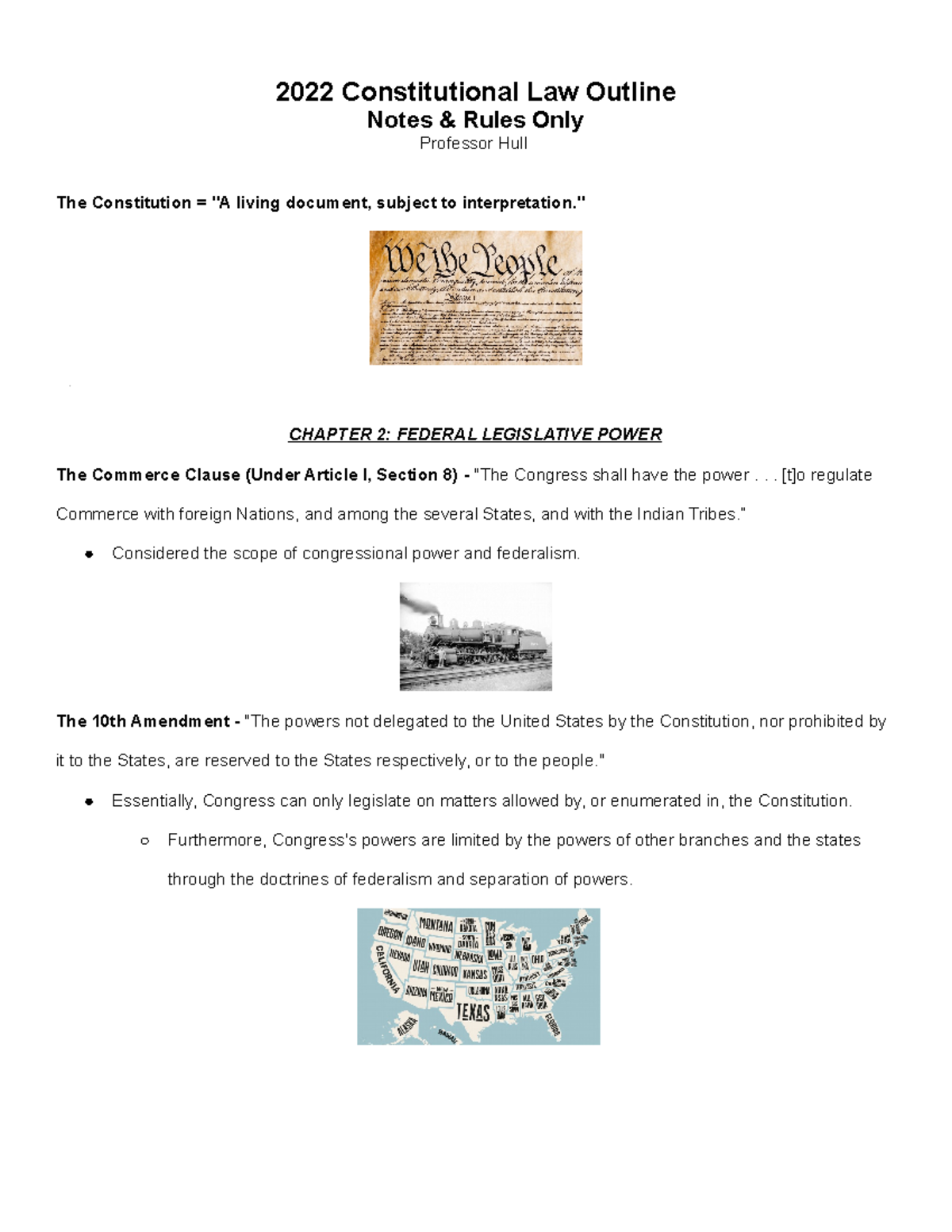 2022 Constitutional Law Outline (Notes Only) 1 - 2022 Constitutional ...