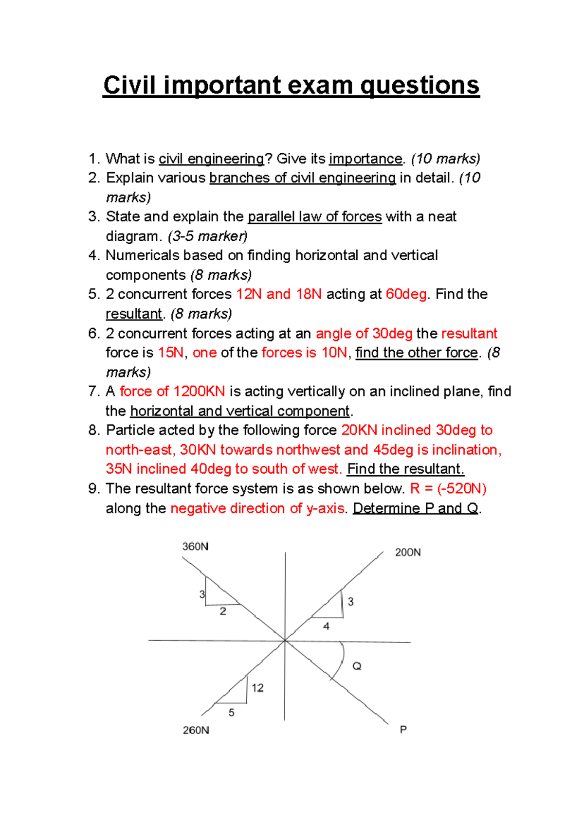 Civil important exam questions - What is civil engineering? Give its ...