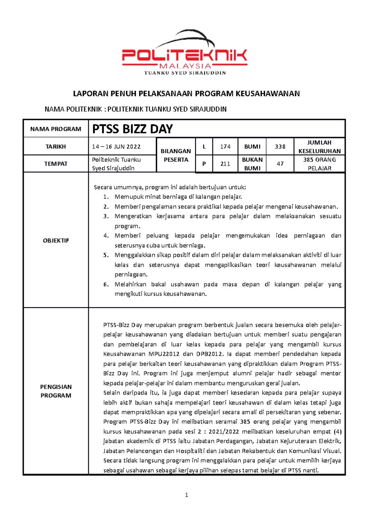 Contoh Laporan - basic knowledge - LAPORAN PENUH PELAKSANAAN PROGRAM ...