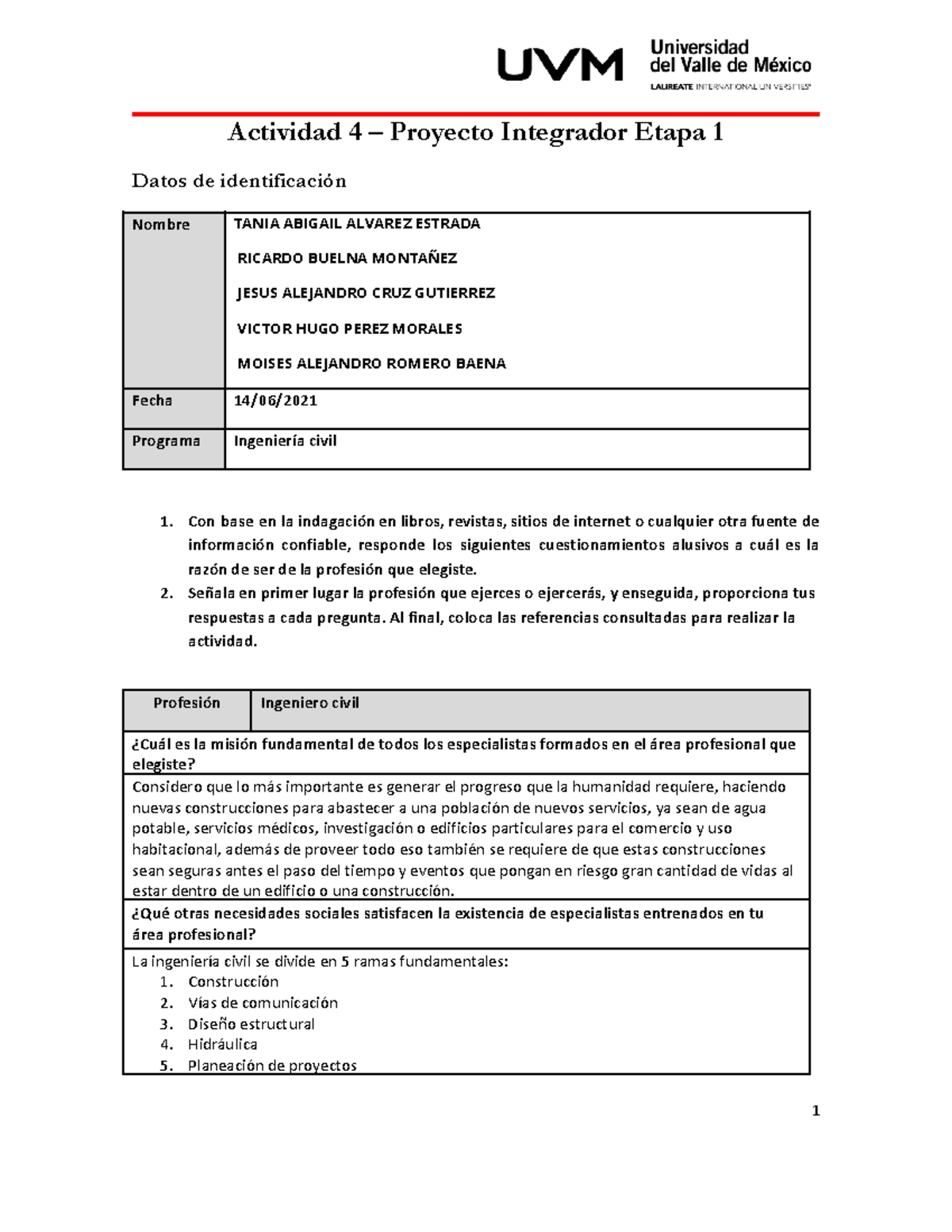 Act#4 VHPM - actividad 4 de etica profesional - Actividad 4 – Proyecto Integrador Etapa 1 Datos ...