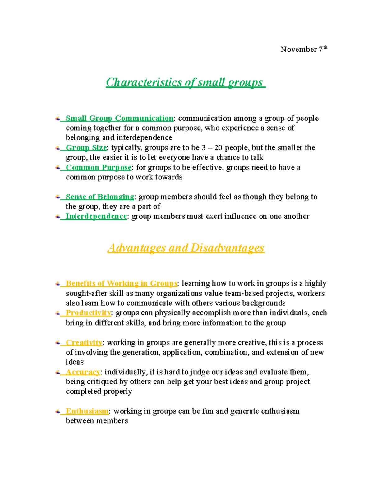 Oral Communication Chap 12 - November 7th Characteristics of small ...