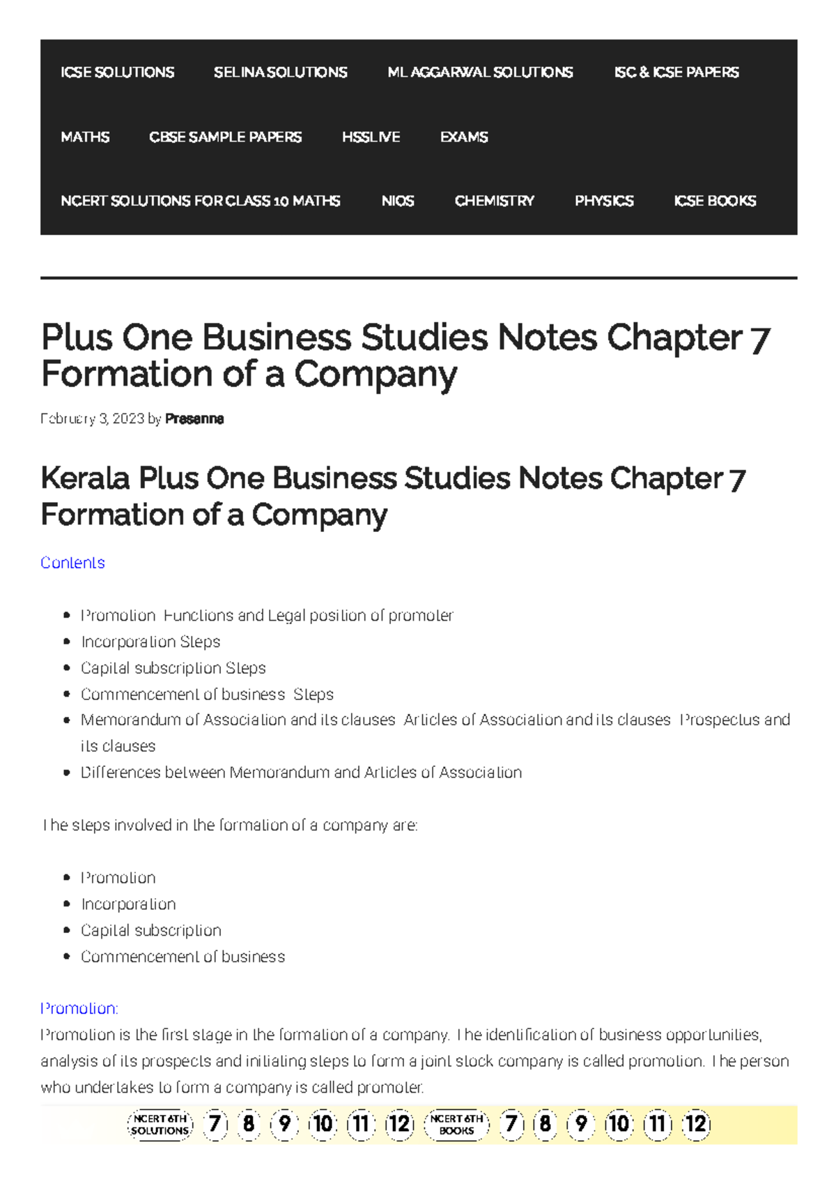 8 formation of company - Lecture notes - Plus One Business Studies ...