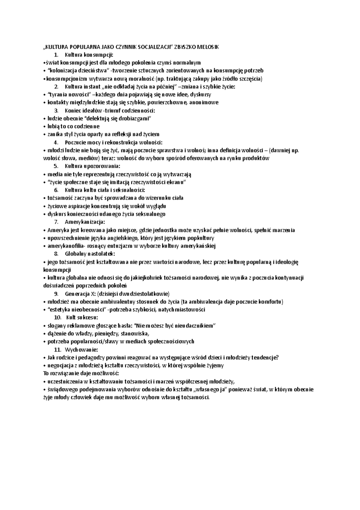 Zbyszko melosik — kopia - „KULTURA POPULARNA JAKO CZYNNIK SOCJALIZACJI ...