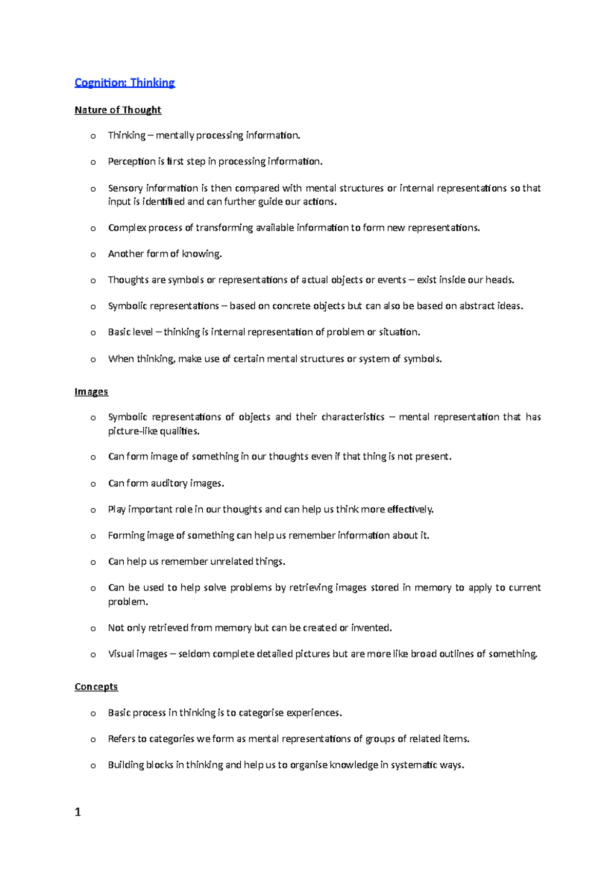 Basic Psychology PYC1501: Cognition - Thinking - Cognition: Thinking ...