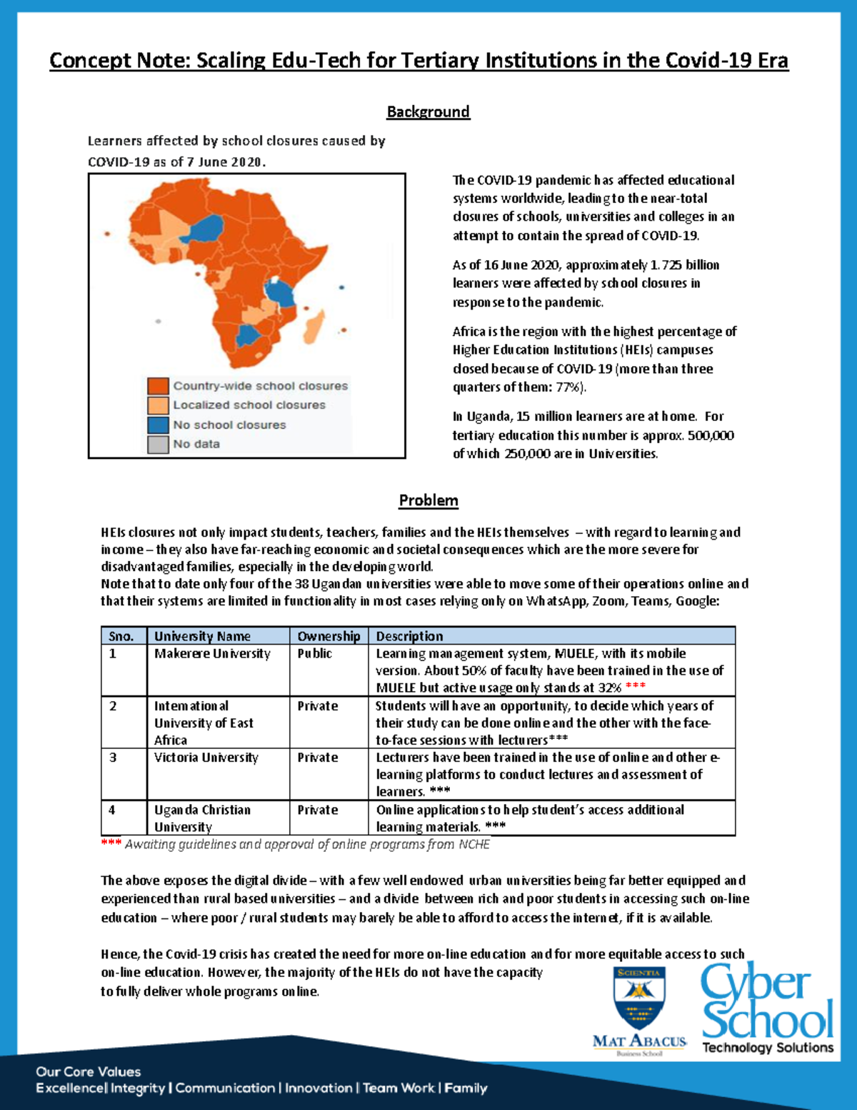 Concept Note for Comprehensive Elearning for Tertiary Institutions in ...