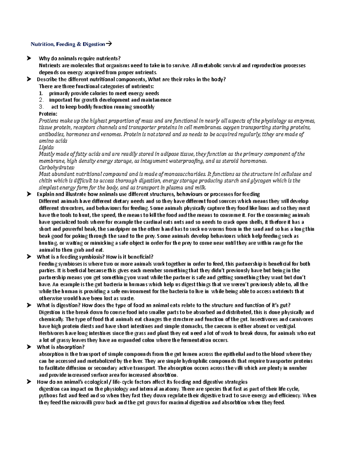 Summary - lecture nutrition, tutorial work nutrition - Nutrition ...