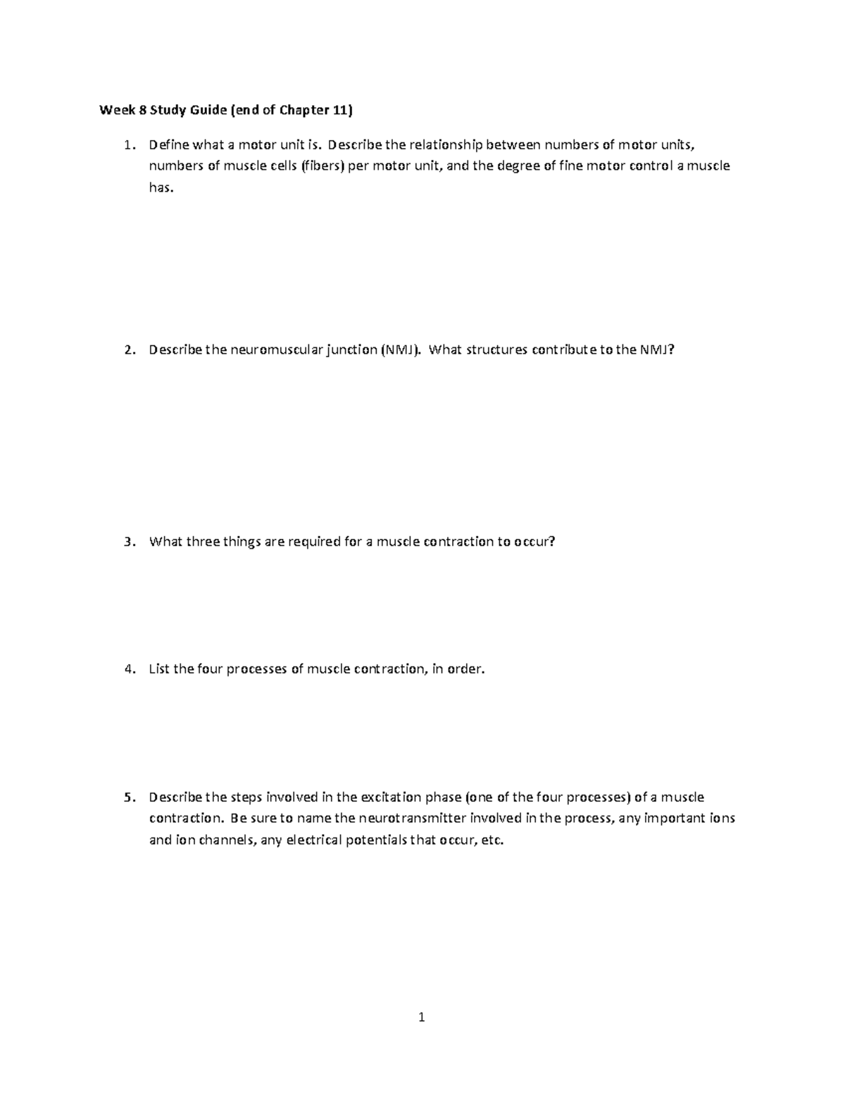 Week 8 Study Guide (end of Chapter 11) - 1 Week 8 Study Guide (end of ...