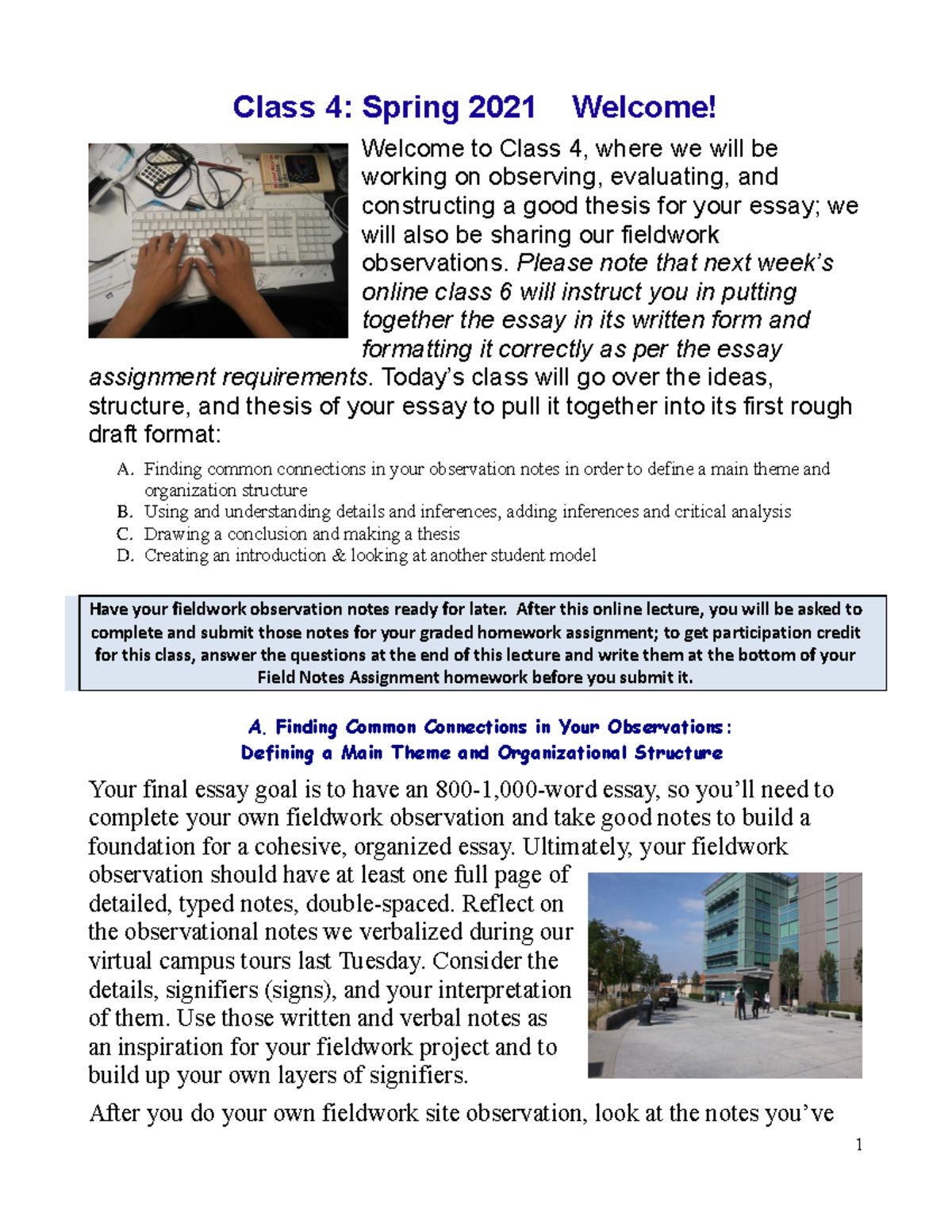 Online Class 4 spring 2021 - Class 4: Spring 2021 Welcome! Welcome to ...