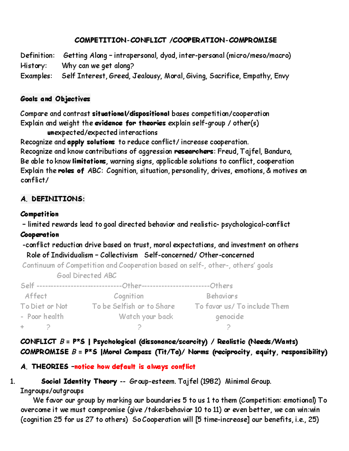 Competition and Cooperation - COMPETITION-CONFLICT /COOPERATION ...