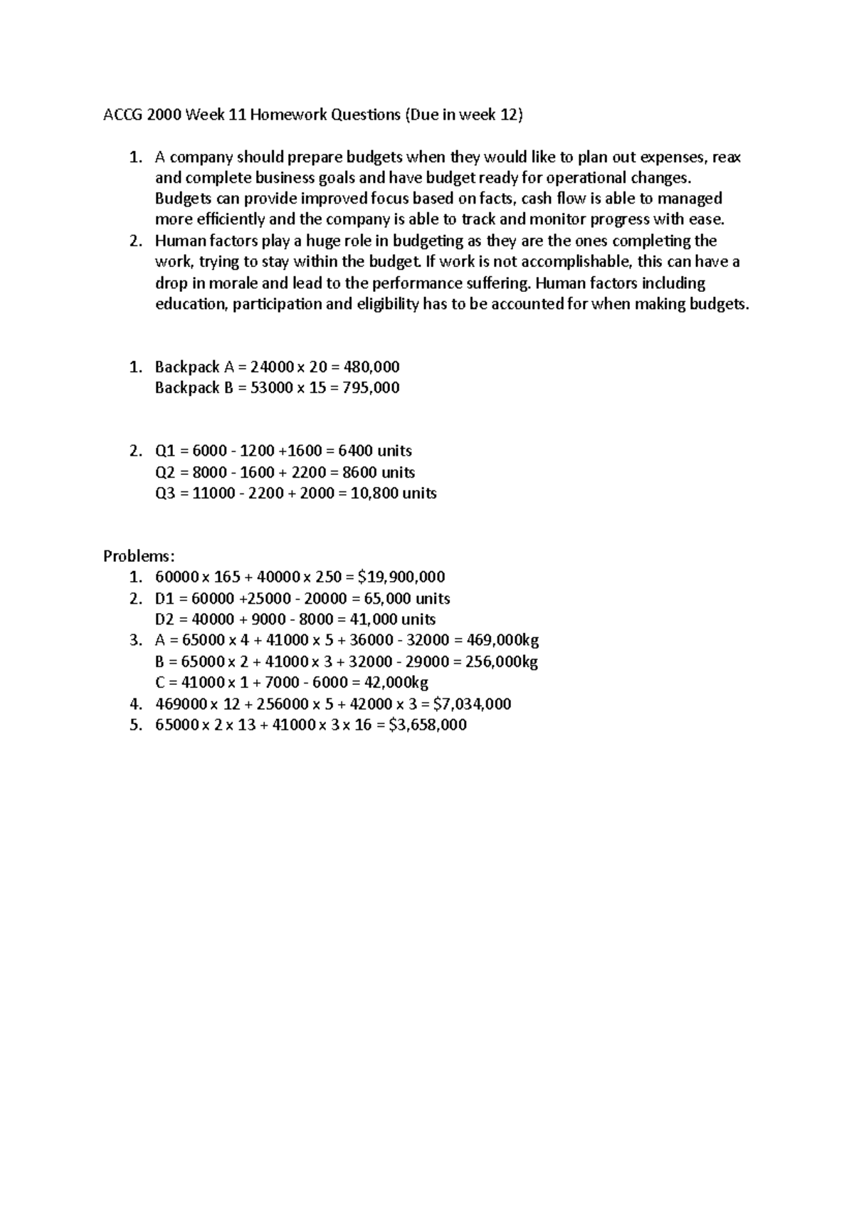 ACCG200 0 Wk 11 HW due wk 12 - ACCG 2000 Week 11 Homework Questions ...