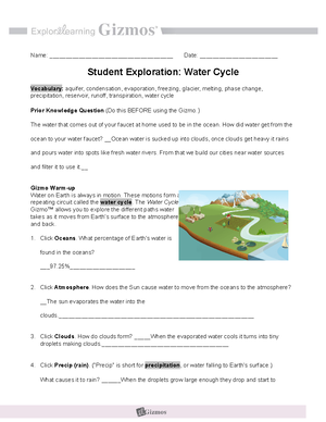 Groundwater activity worksheet - Groundwater Activity Worksheet ...