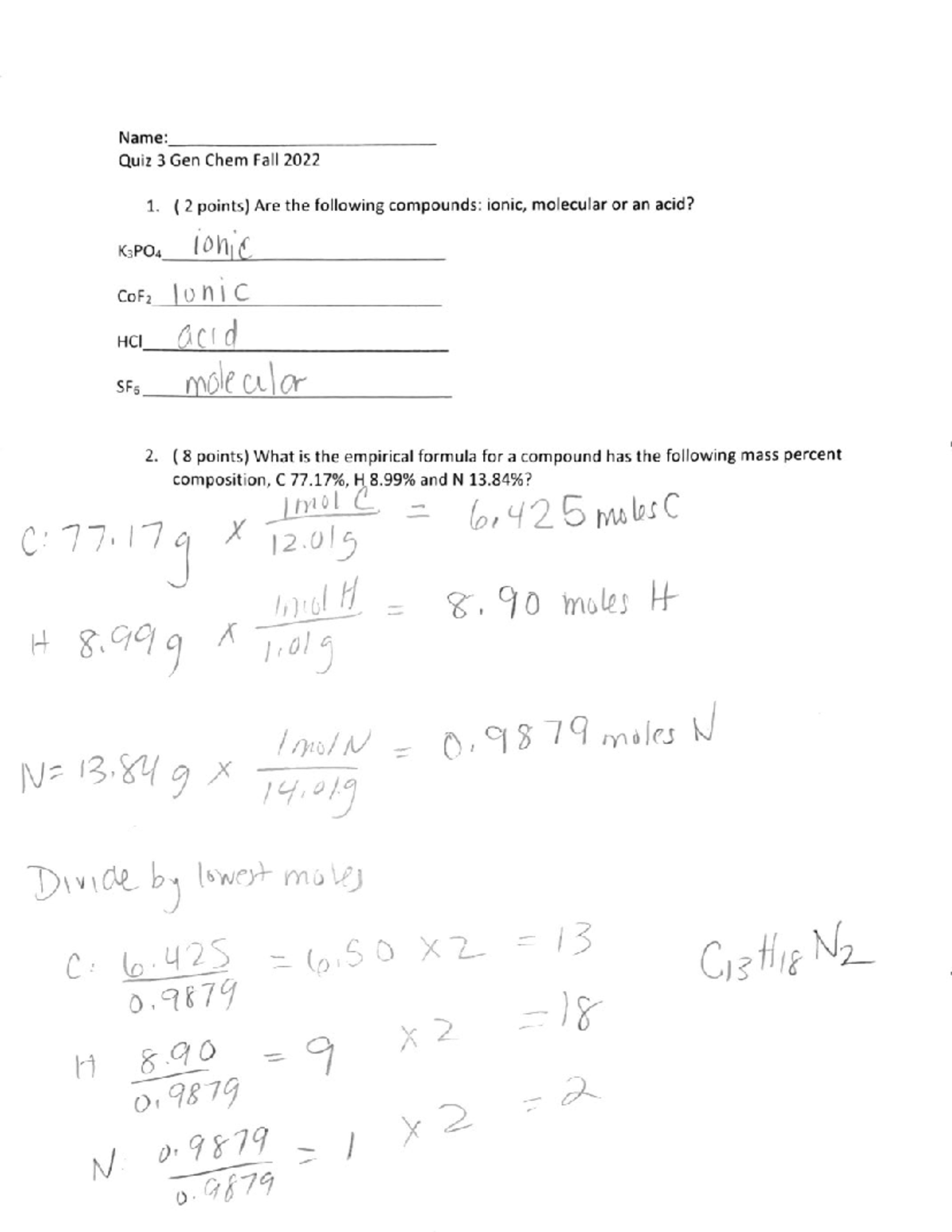 Quiz3 key fall22 - These are my practice answers for quiz 3 key. My ...