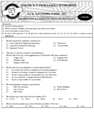 GCE Advanced Level ICT Python- English mediam - 2019 onwards New ...