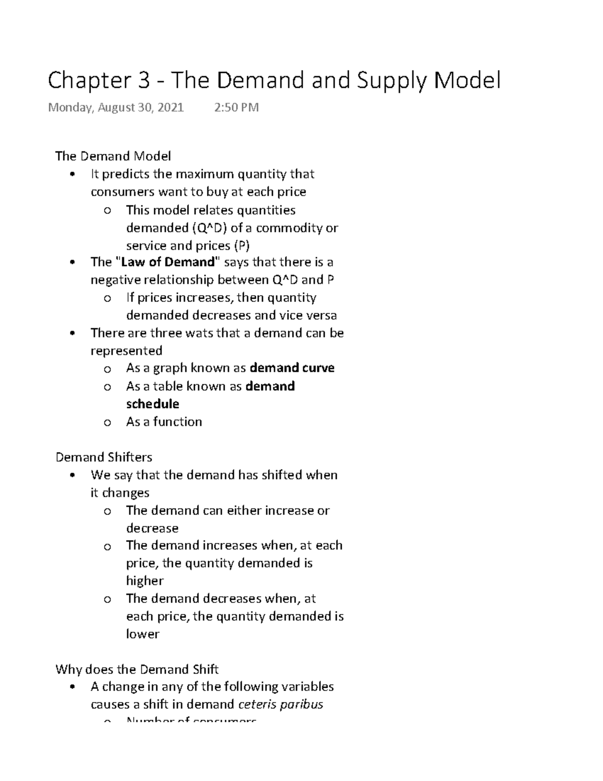 Chapter 3 - The Demand and Supply Model - ECON 103 - Illinois - Studocu