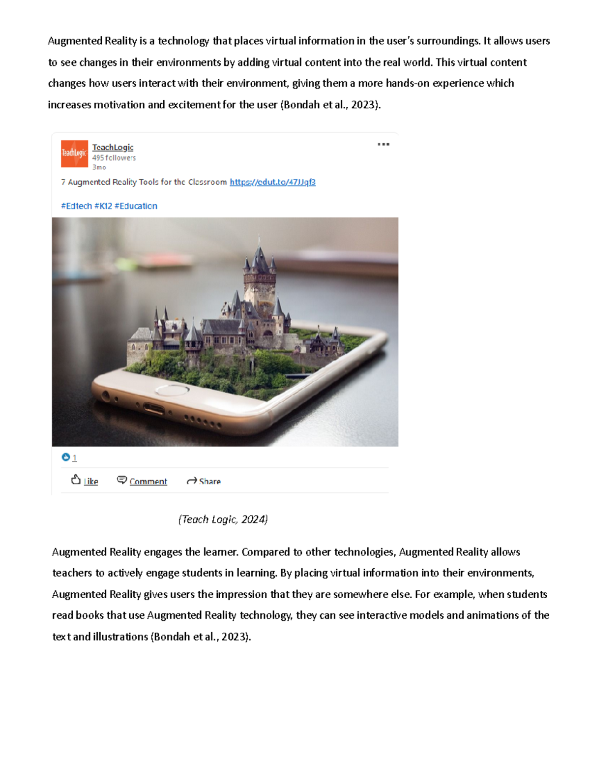 D294 Task passed - Augmented Reality is a technology that places ...