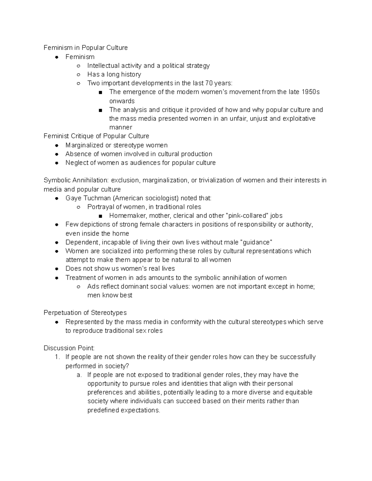 Feminism in Pop Culture - Feminism in Popular Culture Feminism ...