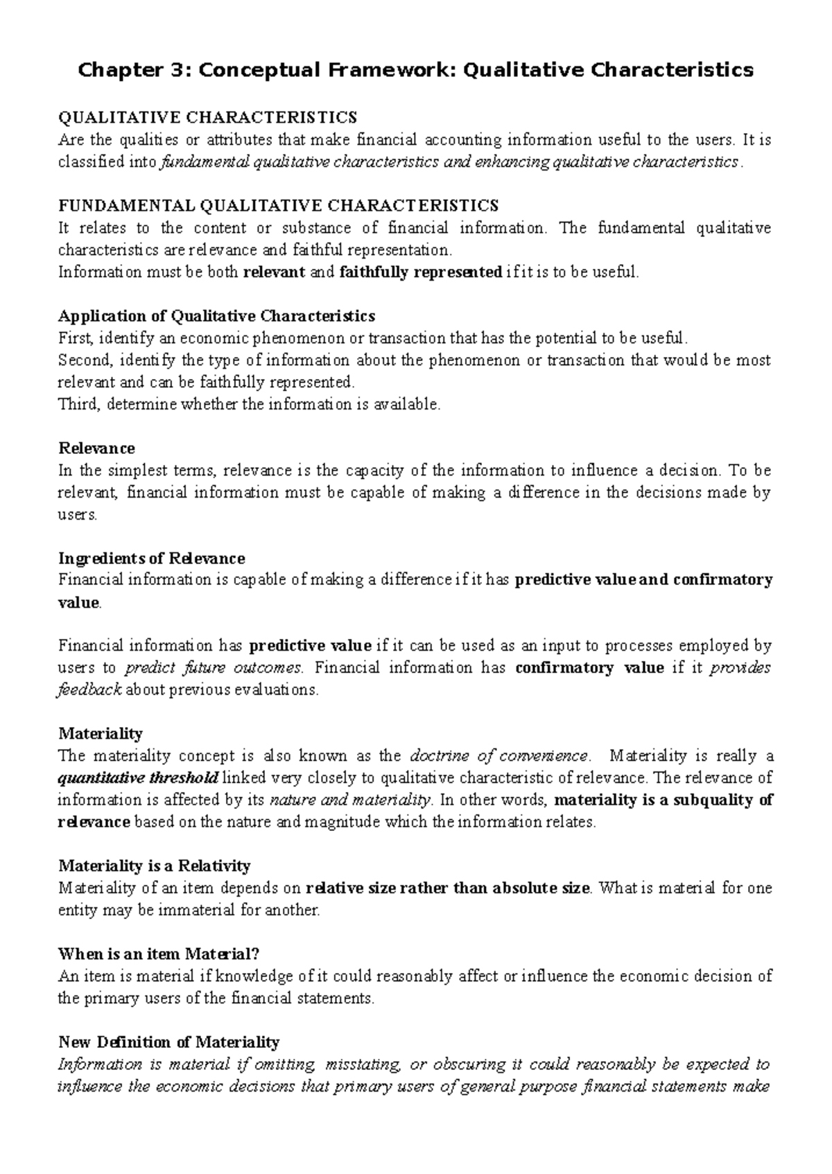 Chapter 3 - Summary Conceptual Framework and Accounting Standards ...