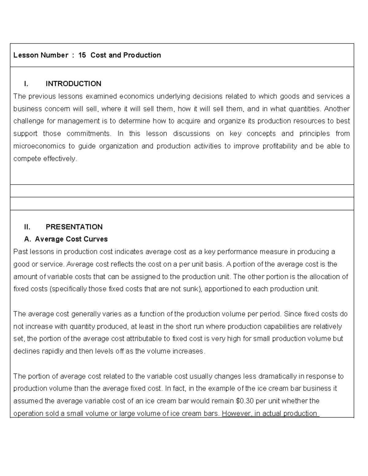 1735643 cost and production economics - Lesson Number : 15 Cost and ...