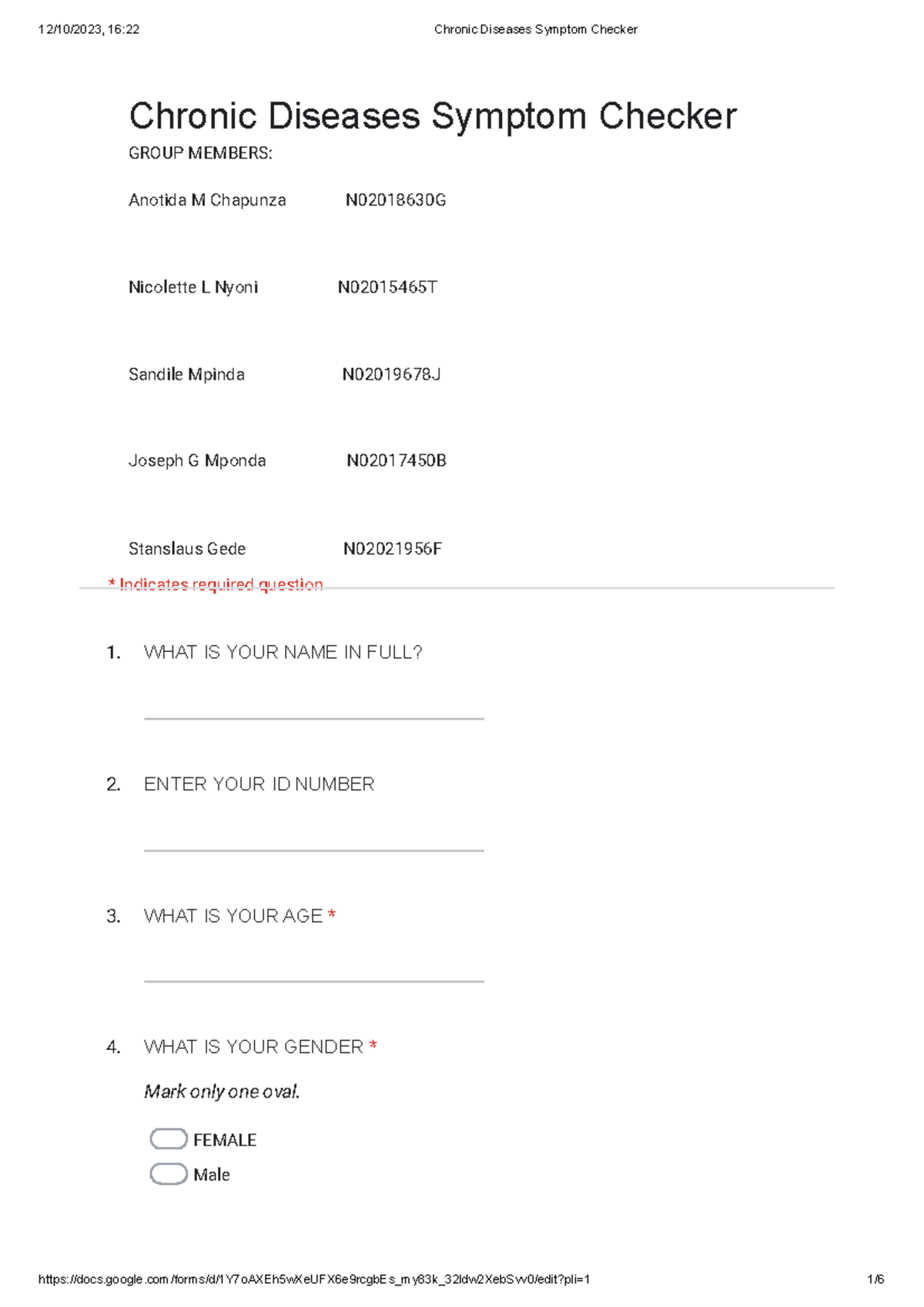 Symptom Checker Paper Based System - Google Forms - 1. 2. 3. 4. Mark ...