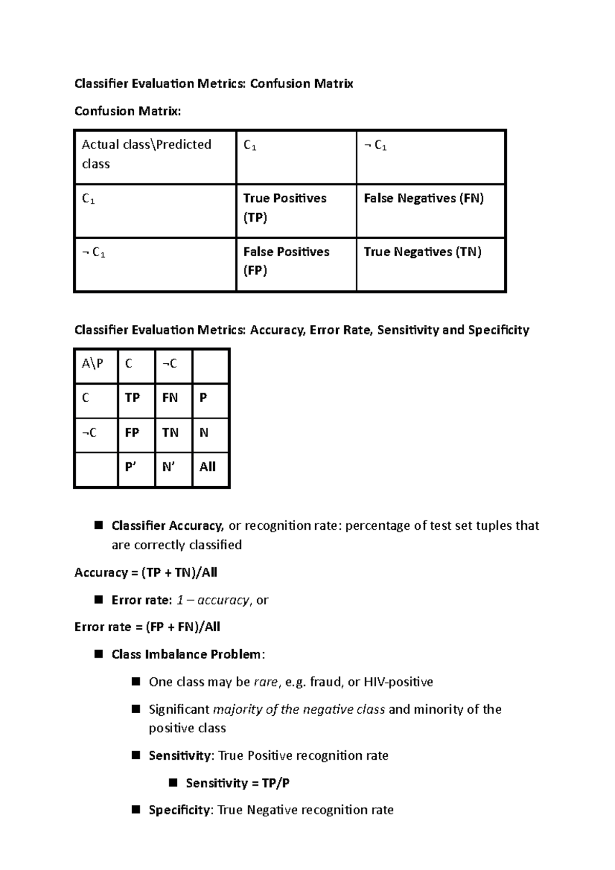 Classifier Evaluation and Accuracy Assessment - Classifier Evaluation Metrics: Confusion Matrix ...