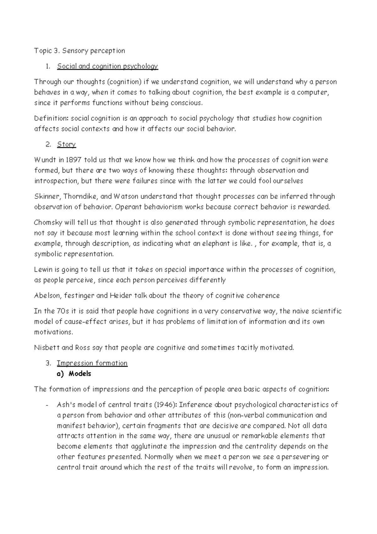 Lesson 3 - Topic 3. Sensory perception Social and cognition psychology ...