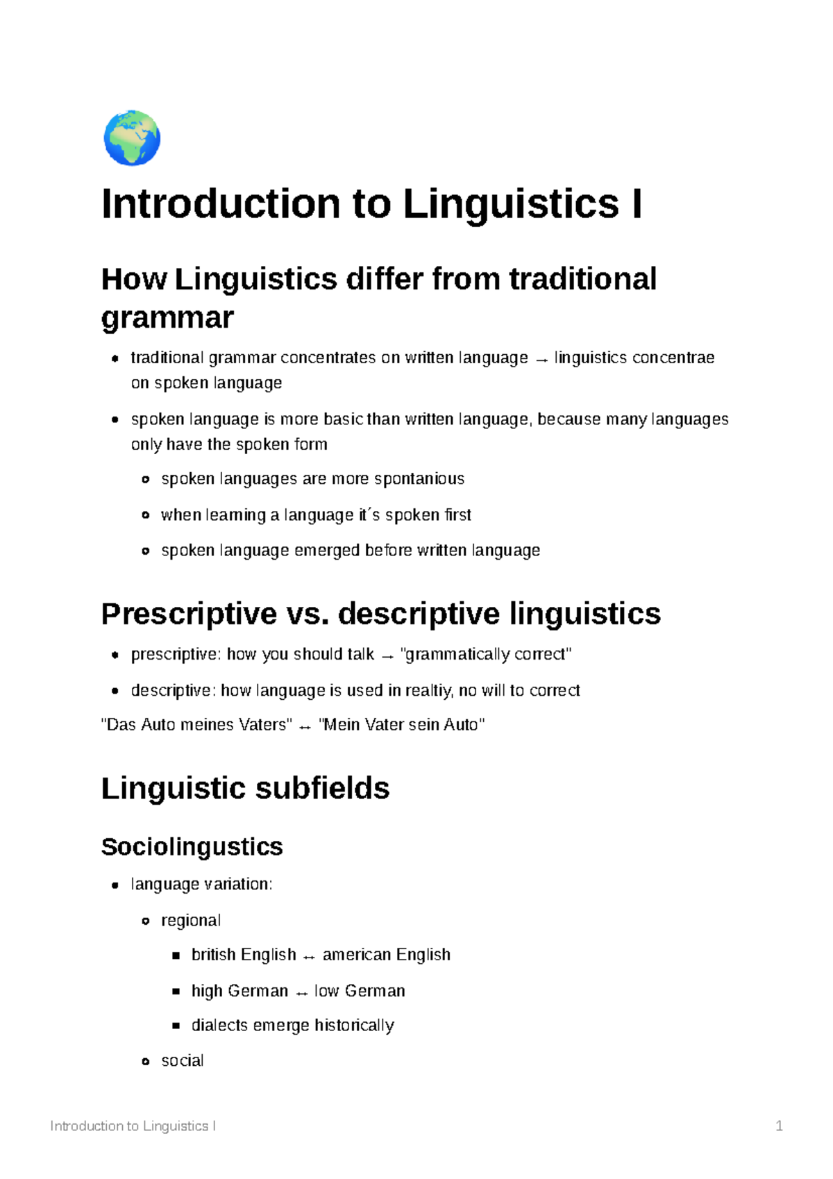 Introduction to Linguistics I-1 - Introduction to Linguistics I How ...