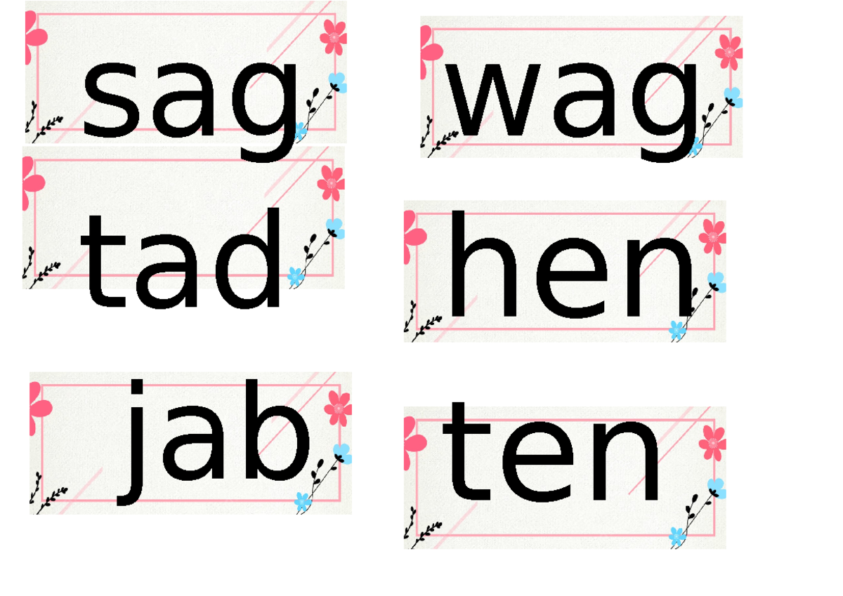 Cvc with borders - essays - sag tad jab wag hen ten pen leg jet pen yen ...