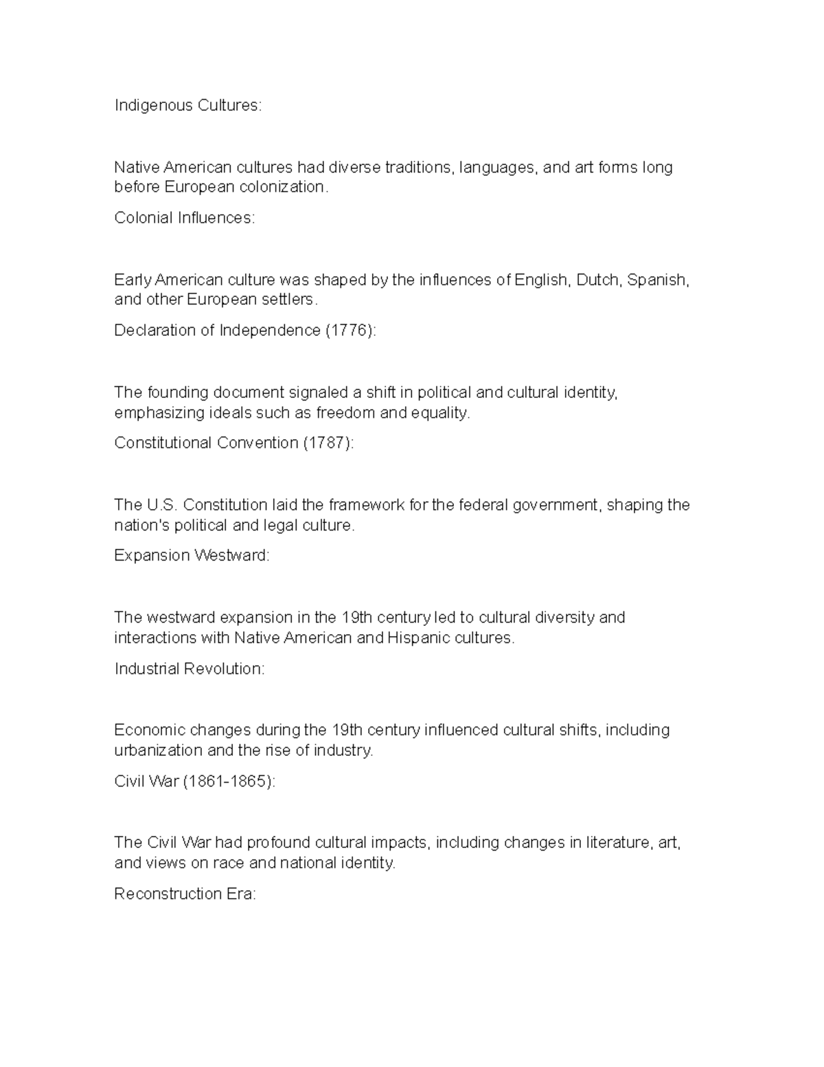 L1 - documento - Indigenous Cultures: Native American cultures had ...