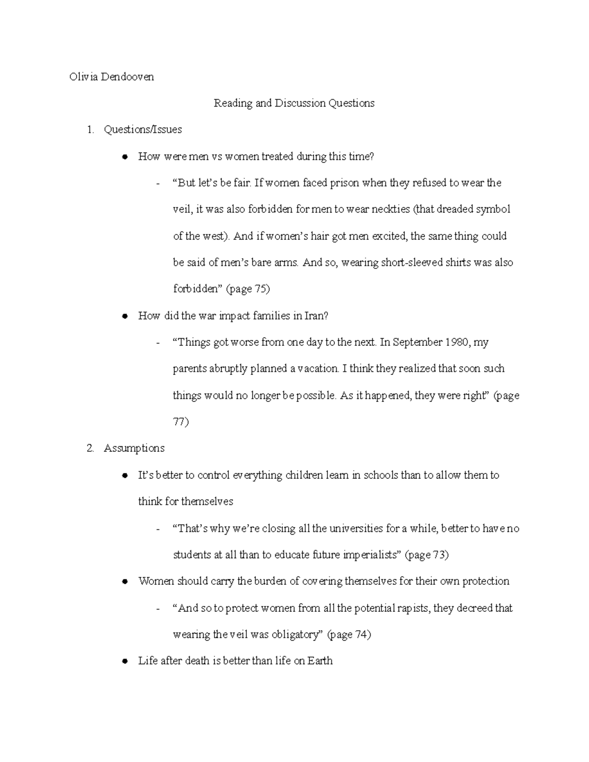 Persepolis Part 2 Lecture Notes - Olivia Dendooven Reading and ...