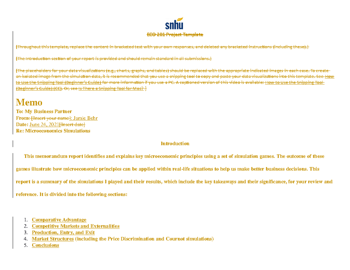ECO 201 Project Final Draft - ECO 201 Project Template [Throughout this ...