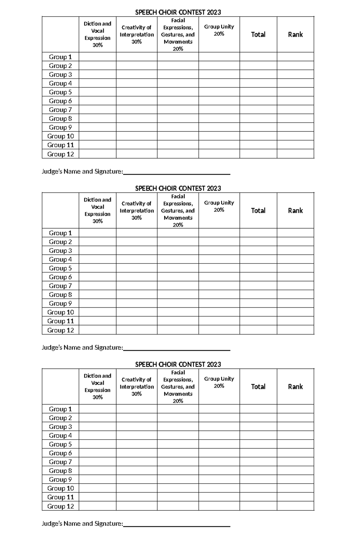 Speech Choir Contest Judging - SPEECH CHOIR CONTEST 2023 Diction and ...