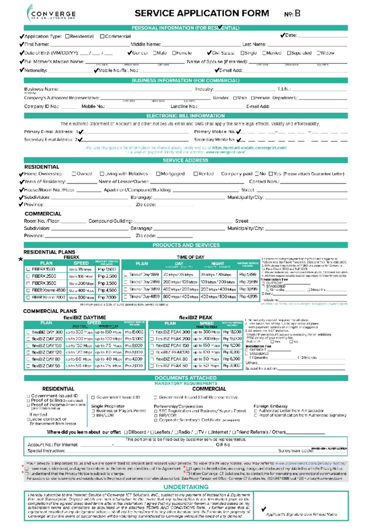 Application Form Front and Back 1 - Business Tools - * * * * * INH-001 ...
