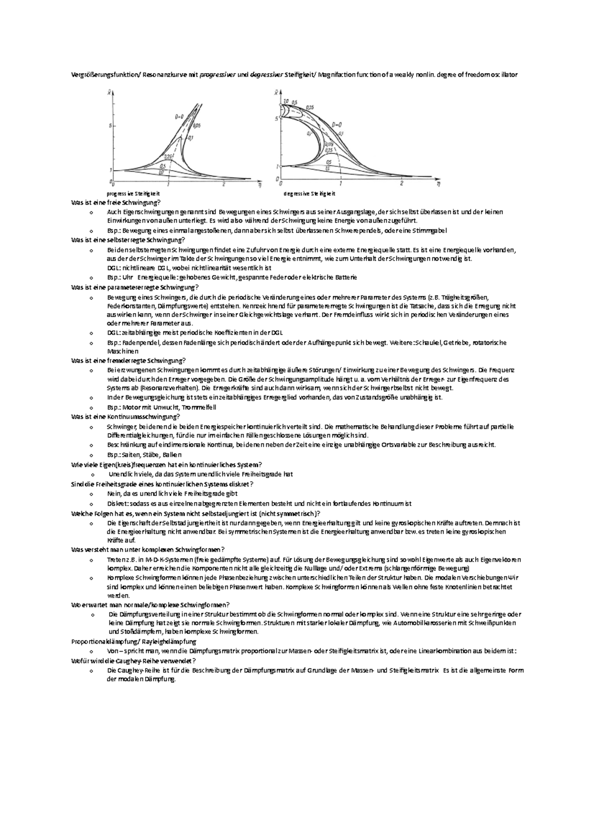 Fragen - Vergrößerungsfunktion/ Resonanzkurve mit progressiver und degressiver Steifigkeit ...