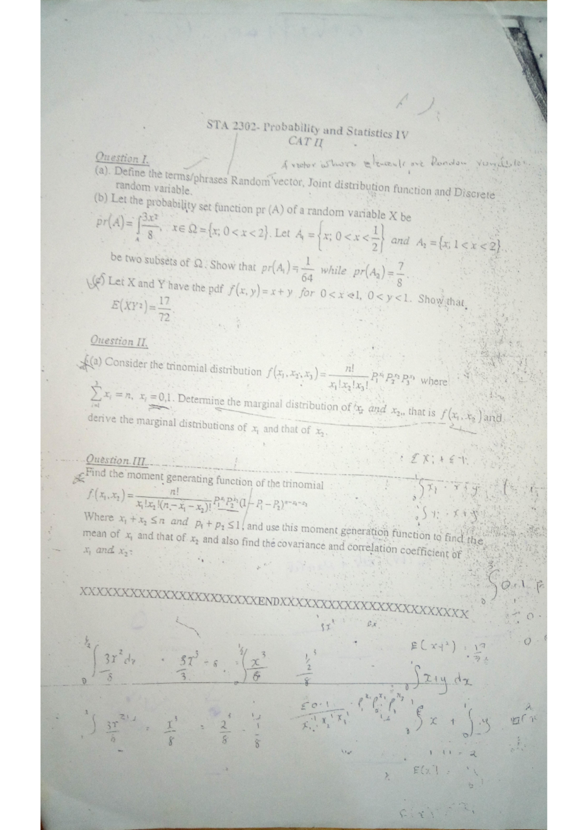 STA 2302, Probability and stacs IV - Actuarial science - Studocu