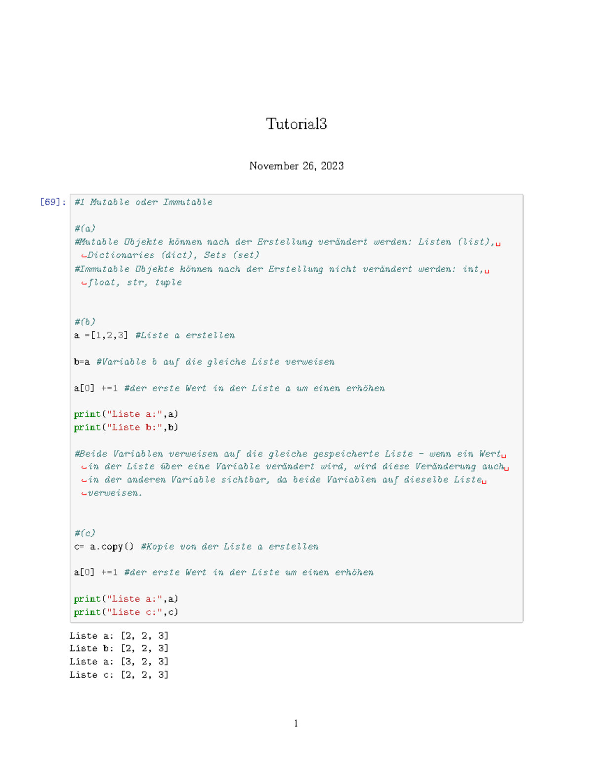 Tutorial 3 - Pflicht Tutoriumsaufgaben aus dem Semester WS 23/24 - Tutorial November 26, 2023 ...