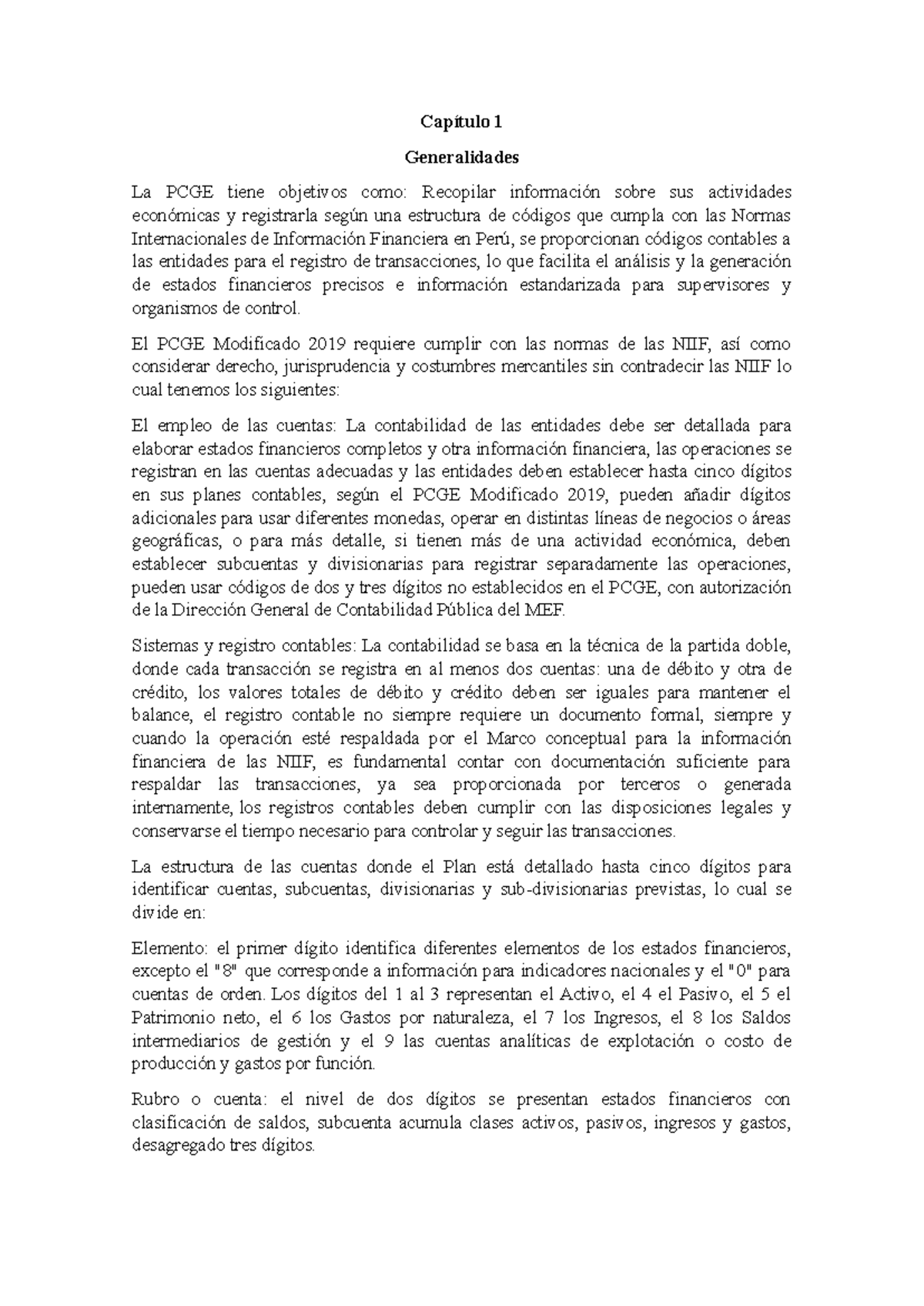 Capítulo 1 generalidades - Capítulo 1 Generalidades La PCGE tiene objetivos como: Recopilar ...