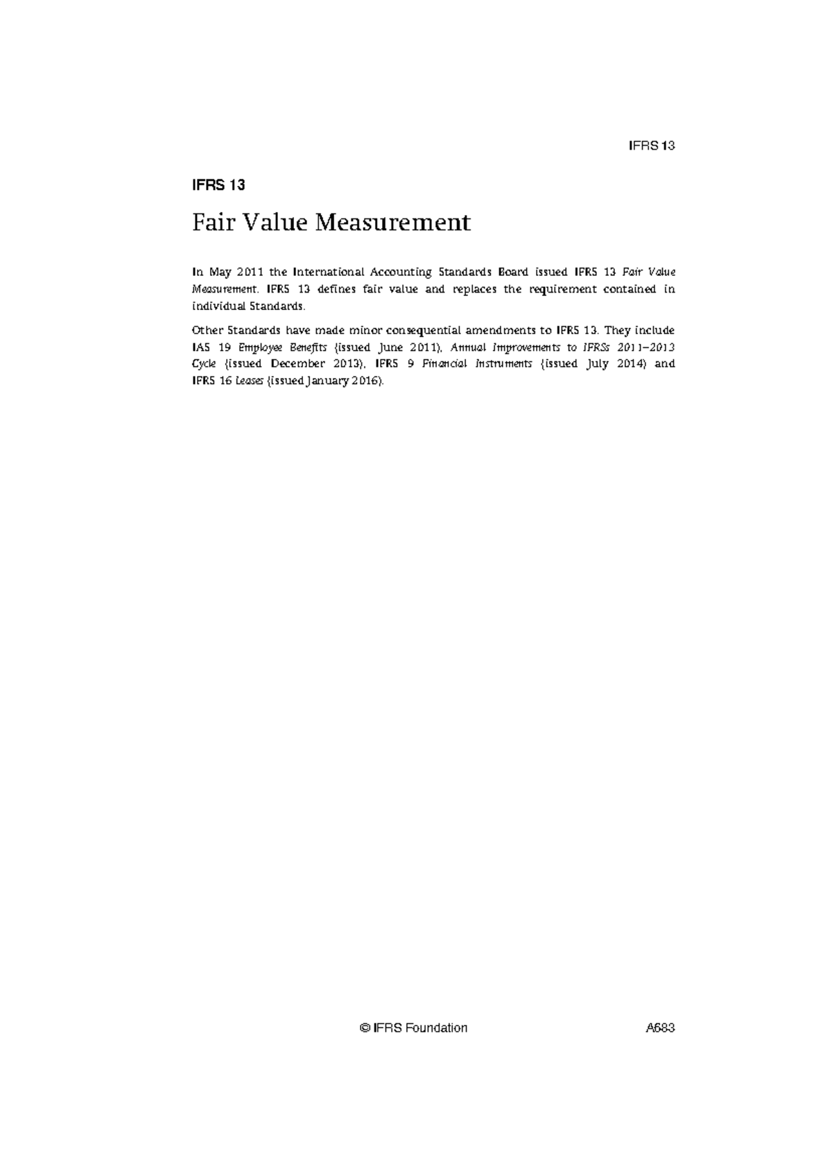 Ifrs 13 fair value measurement - IFRS 13 Fair Value Measurement In May ...