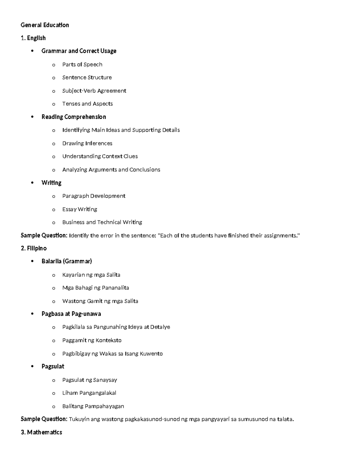 Reviewer docs - ADDA - General Education 1. English Grammar and Correct ...
