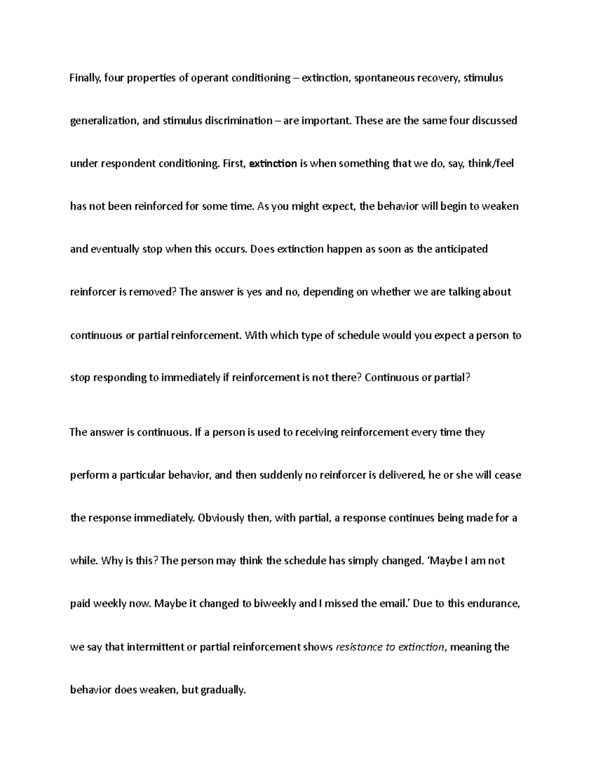 Note 14 - Lecture Notes - Finally, four properties of operant ...