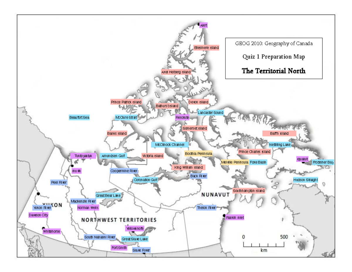 Quiz 1 Map - 2010 A/B - GEOG 2010: Geography of Canada Quiz 1 ...