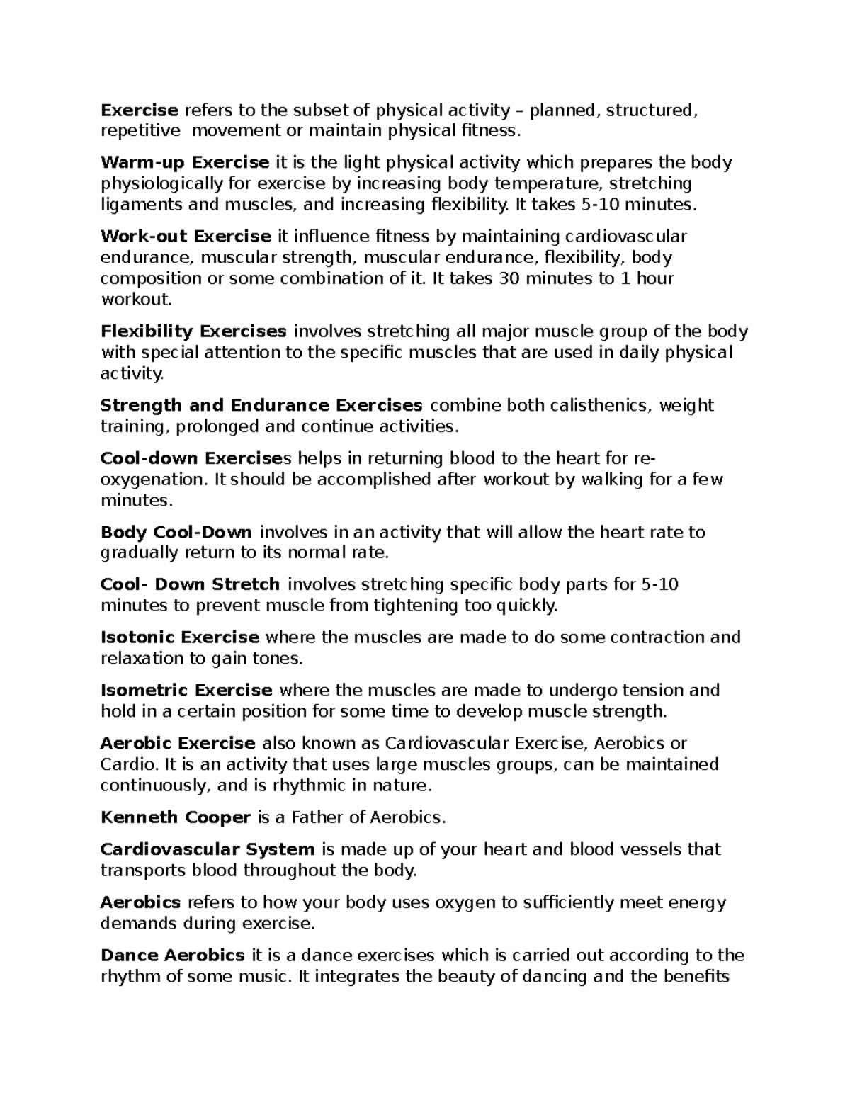 PE- Exercise - This document pertains to the notes in Physical ...