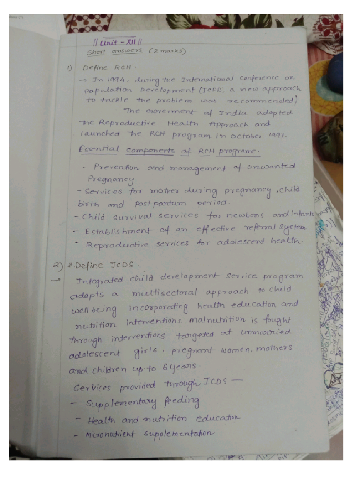 OBG unit XII (short answers) - unit XII Short answers (2 marks) 1 ...