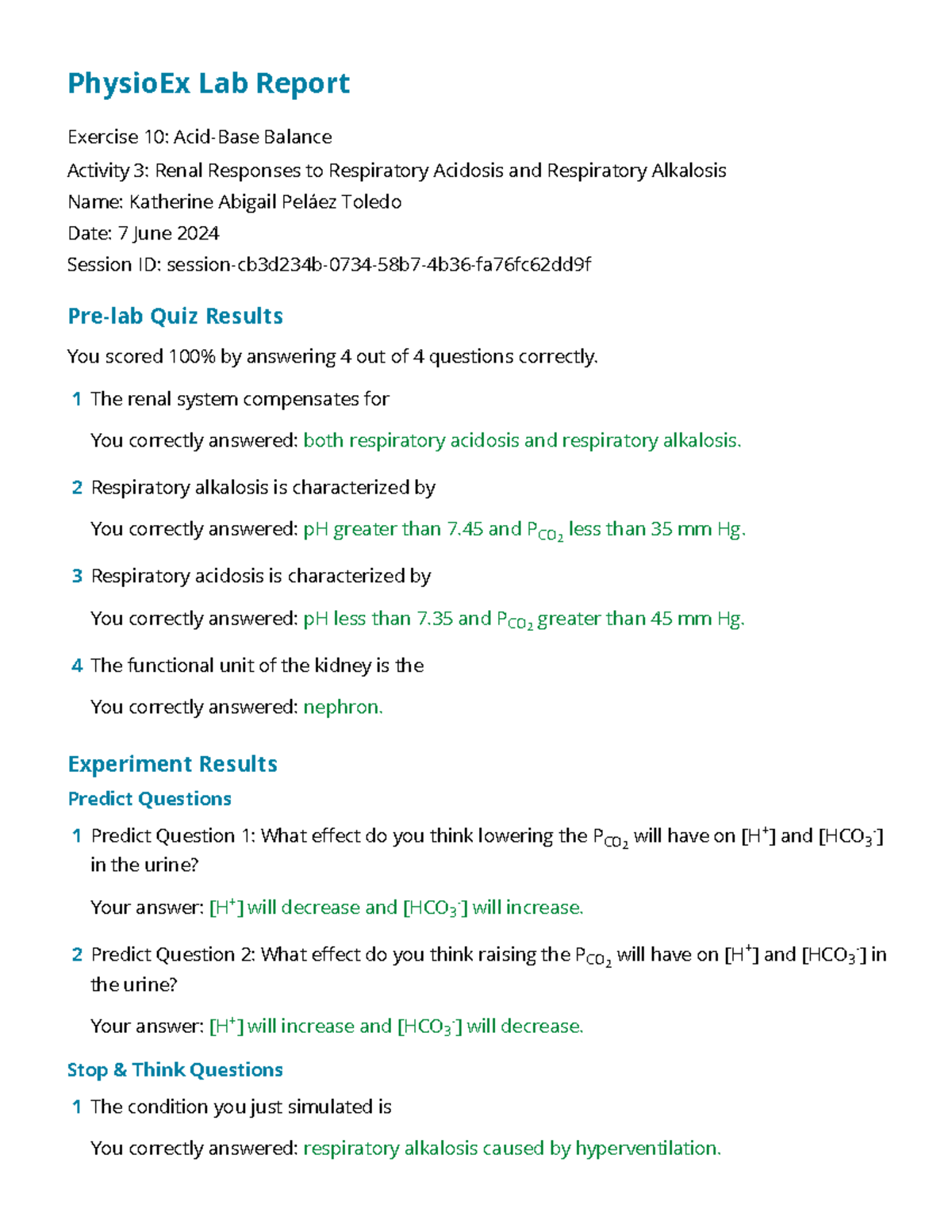 Physio Ex Exercise 10 Activity 3 - PhysioEx Lab Report Exercise 10 ...