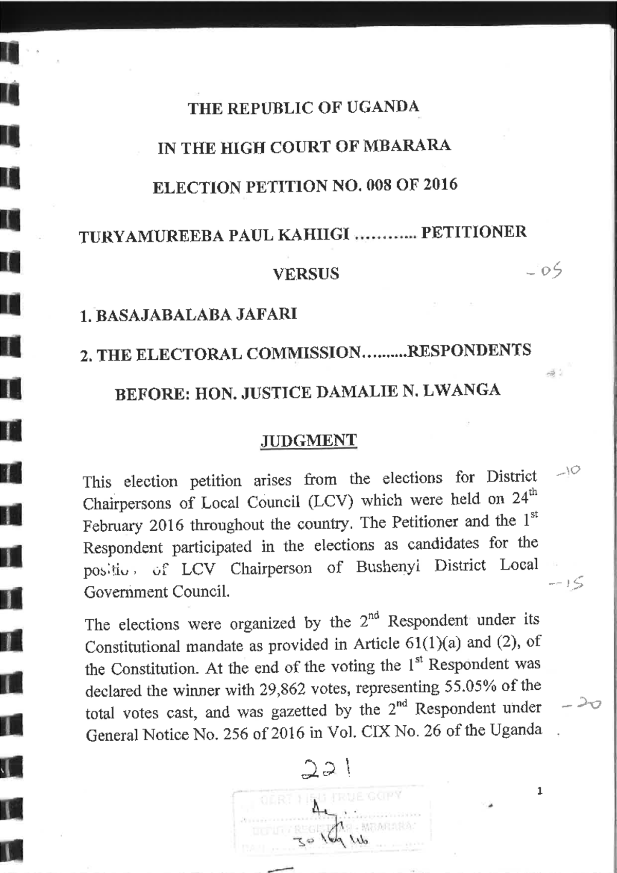 Turyamureba Paul v Basajabalaba Jafar - THE REPUBLIC OF UGANDA IN THE ...