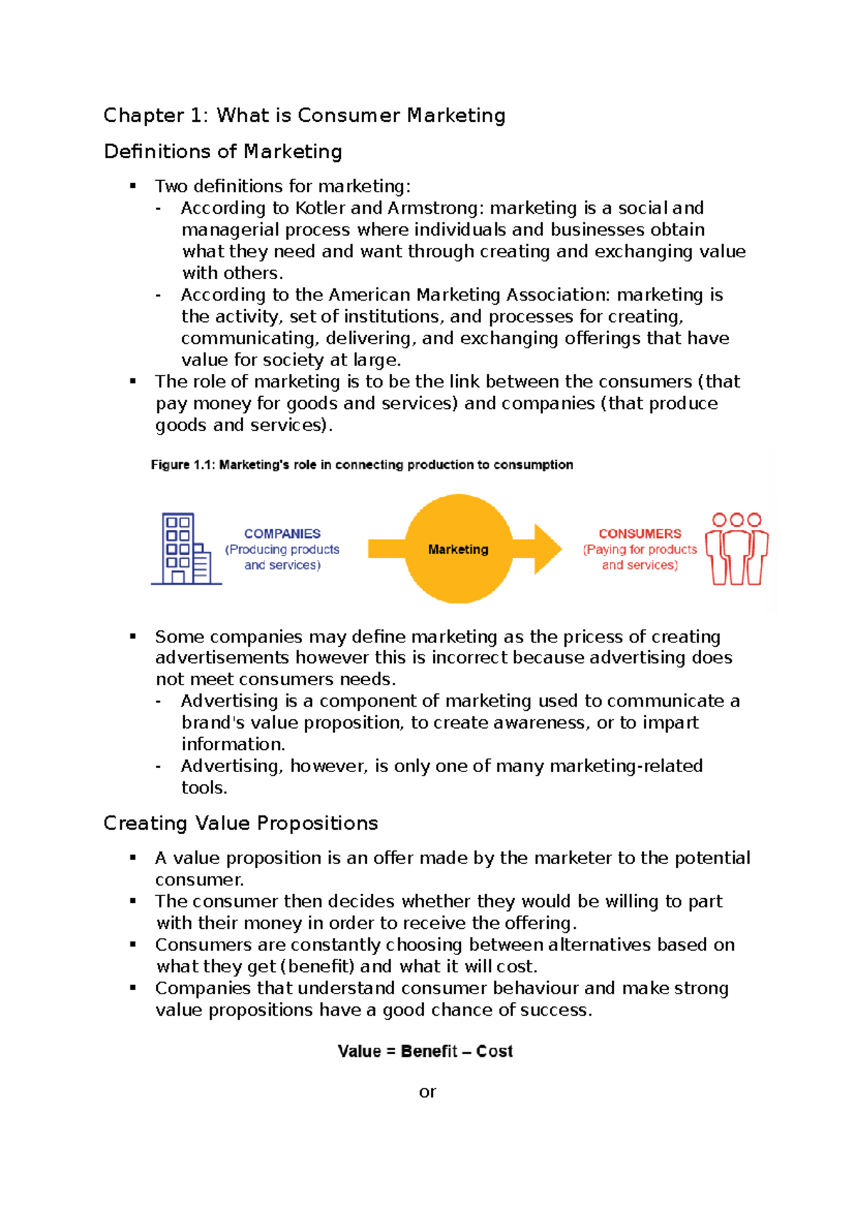 Week 1 - Summary Marketing I - Chapter 1: What is Consumer Marketing ...