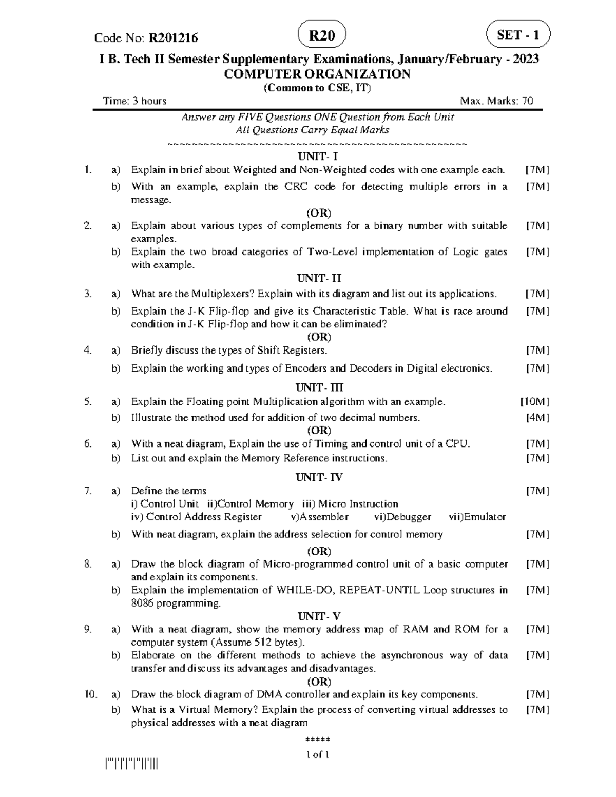 Computer Organization JAN 2023 - |'''|'|'|''|''||'||| Code No: R I B. Tech II Semester ...