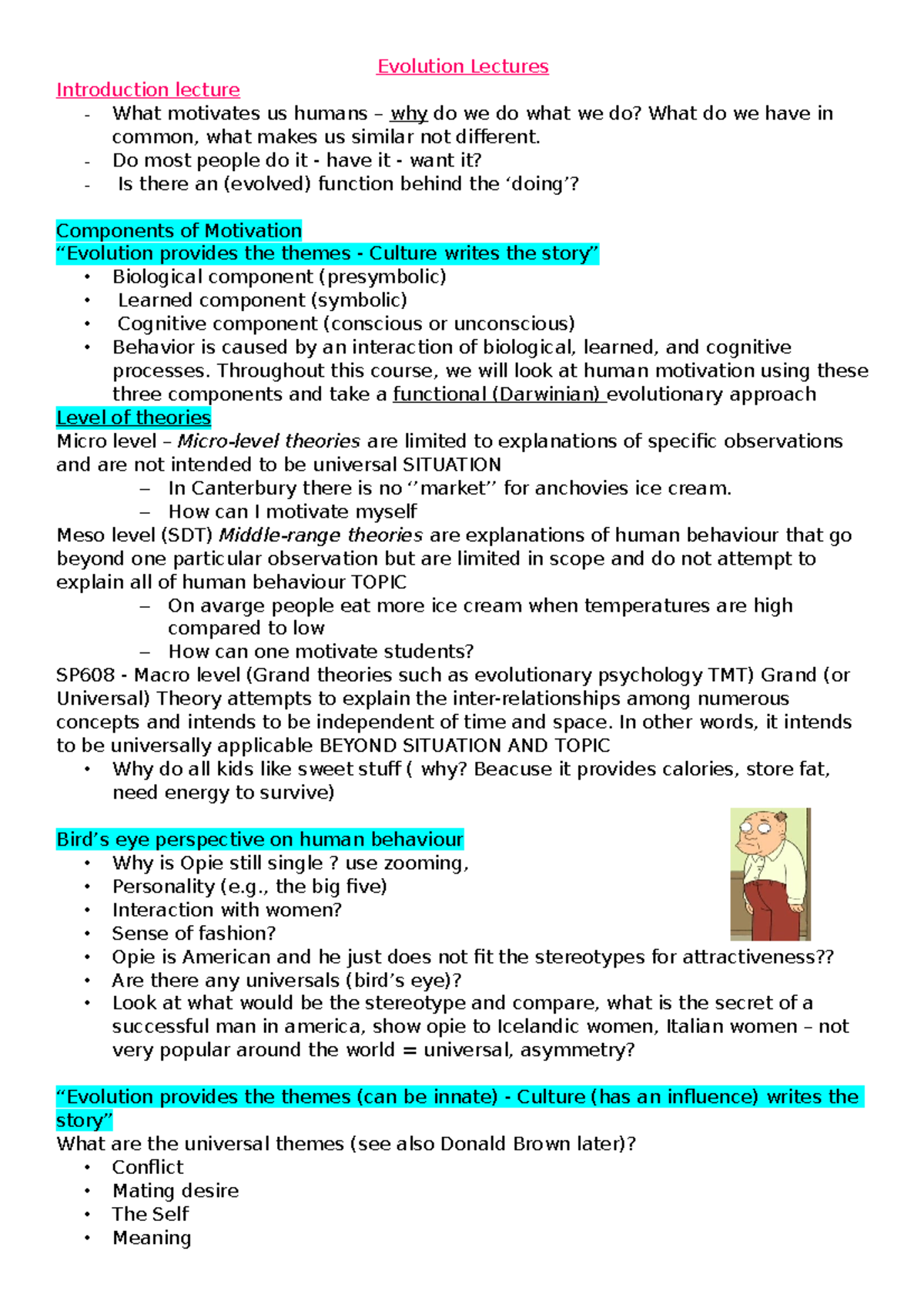 Evolution Lectures - Lecture notes - Evolution Lectures Introduction ...