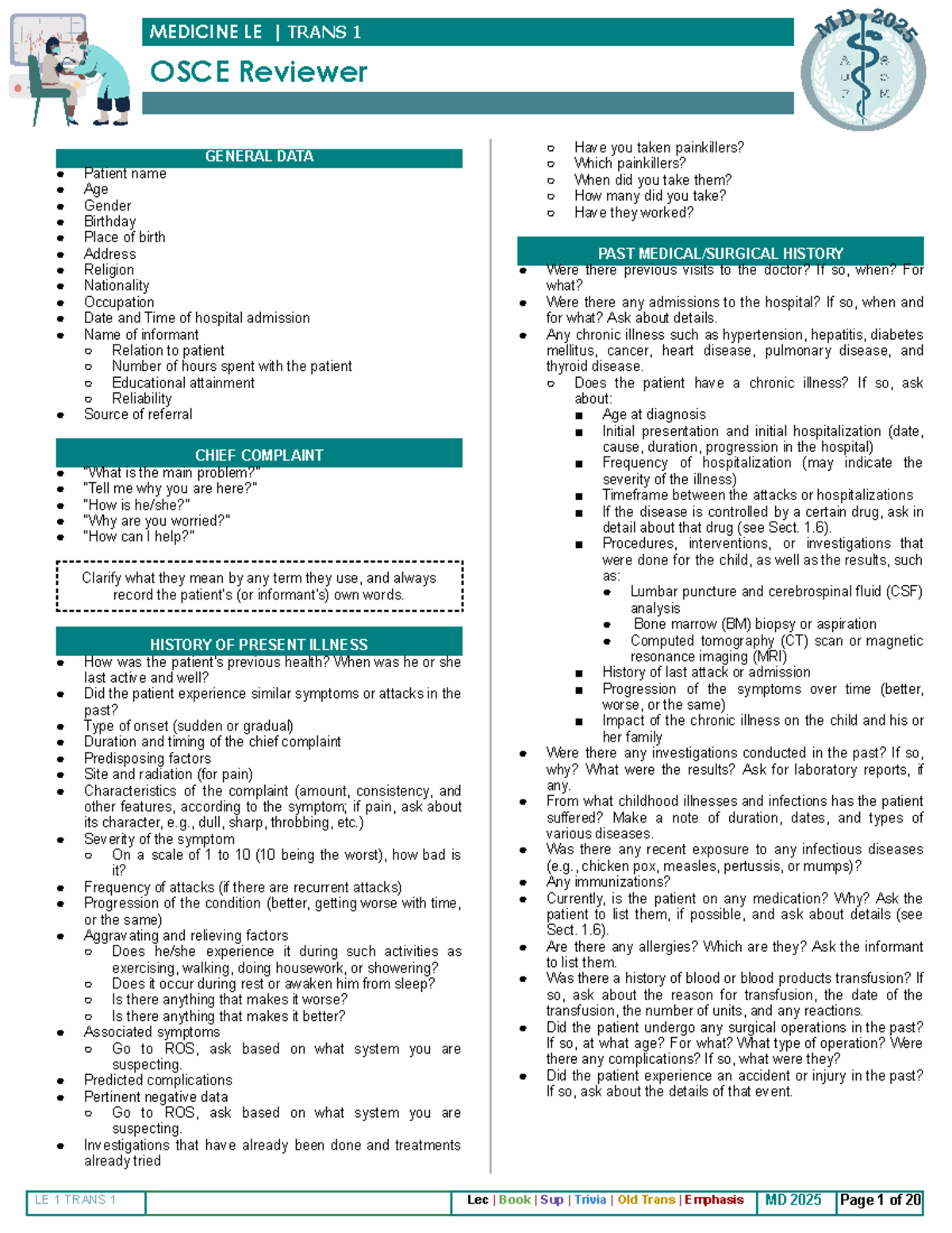 Internal Medicine Practical Examination - MEDICINE LE | TRANS 1 OSCE ...
