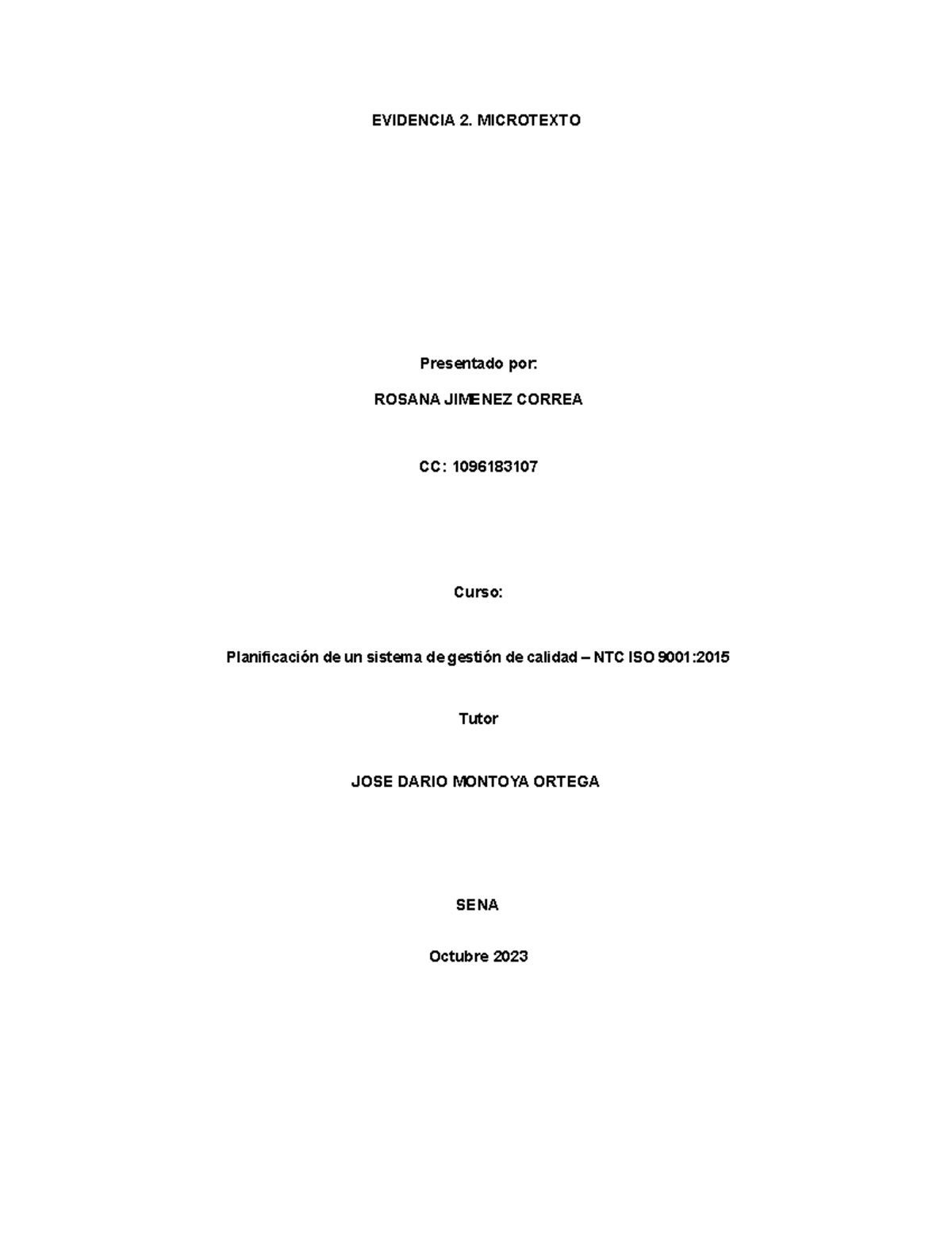 Microtextos - microtexto - EVIDENCIA 2. MICROTEXTO Presentado por ...